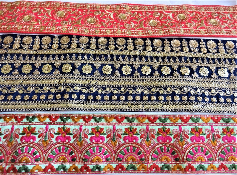 Indian Assorted Embroidered Trims Decorative Laces Sari | Etsy