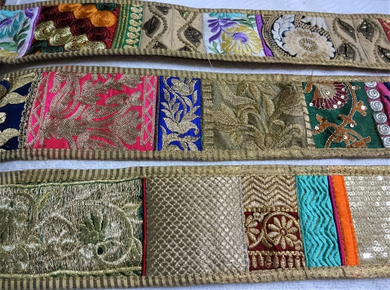 Indian Patch Embroidered Lace Ethnic Decorative Trim Sari Border Broad ...