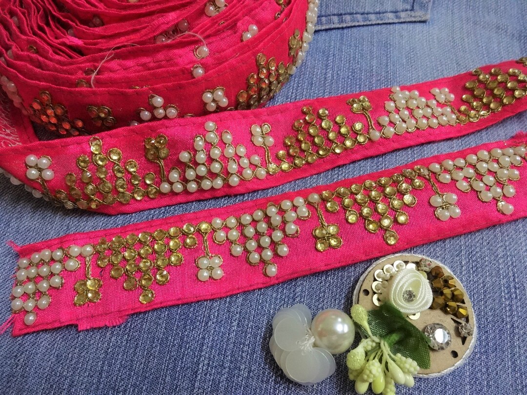 Buy Indian Embroidered Trim, Fabric Lace, Decorative Ribbon, Saree ...
