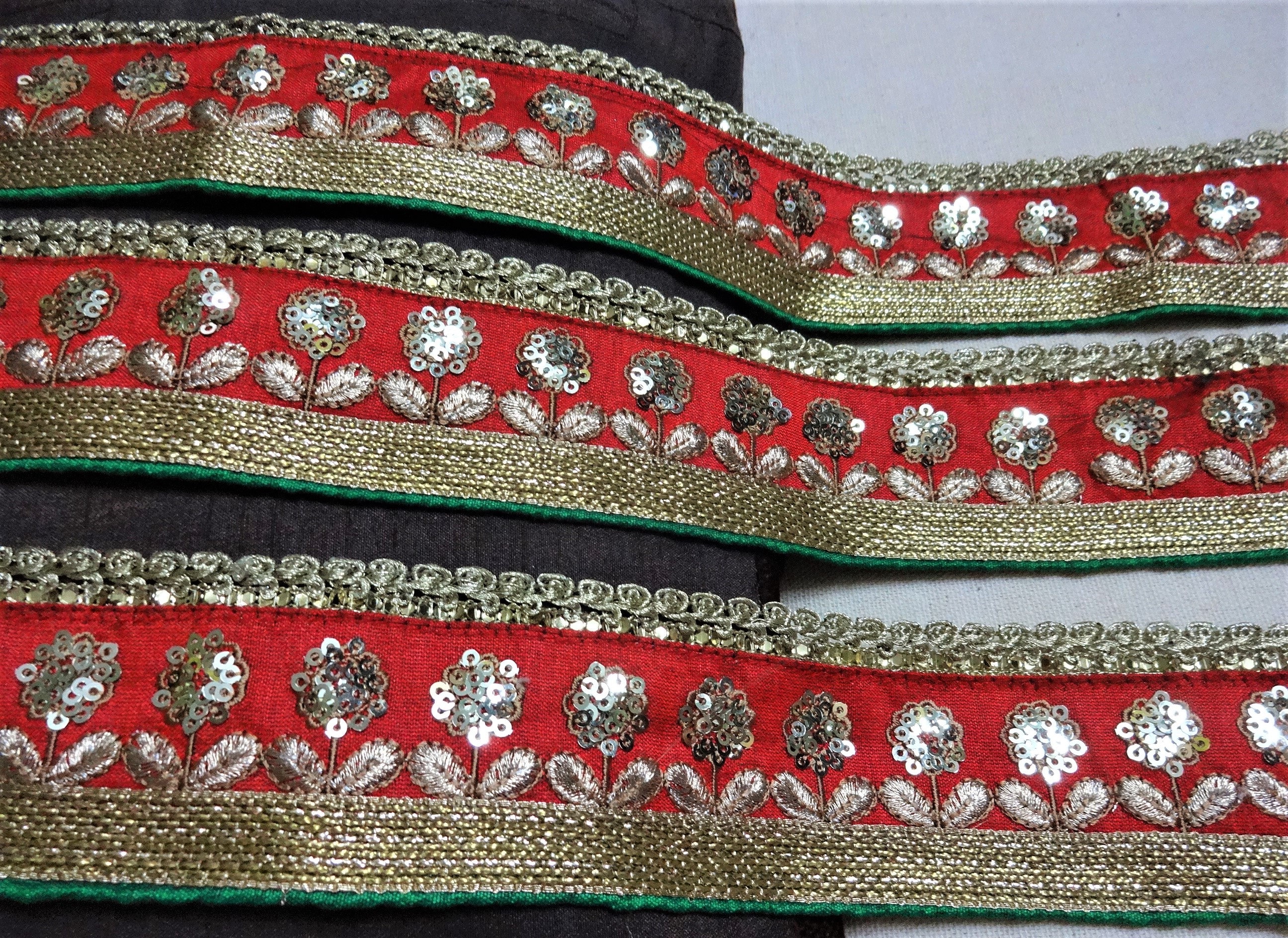 Indian Embroidered Lace, Craft Trim, Decorative Bridal Ribbon, Gold ...