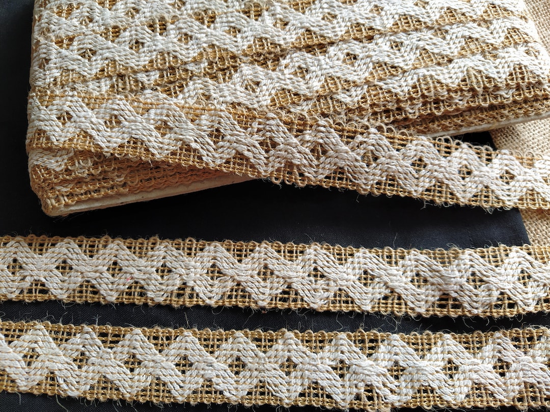 9 Yards Natural Handspun Jute Trim, Jute Lace, Indian Jute, Natural ...