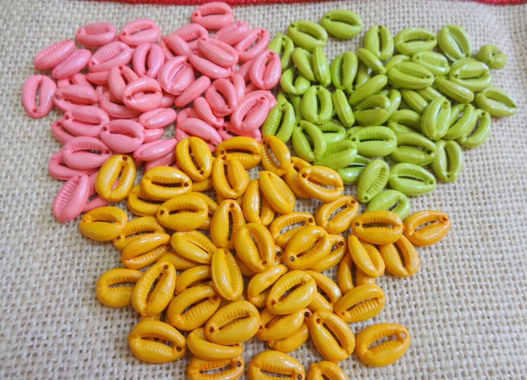 200 Pcs Cowry Shells, Acrylic Cowrie Beads, Indian Beads - Craft ...