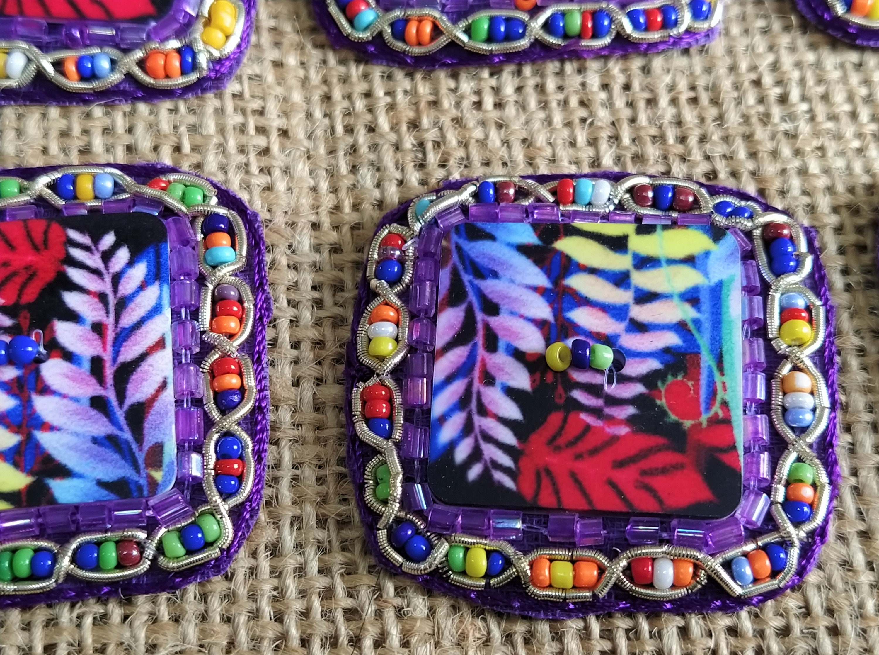 Beaded Appliques, Decorative Buttons, Handmade Stick on Buttons, Flat ...