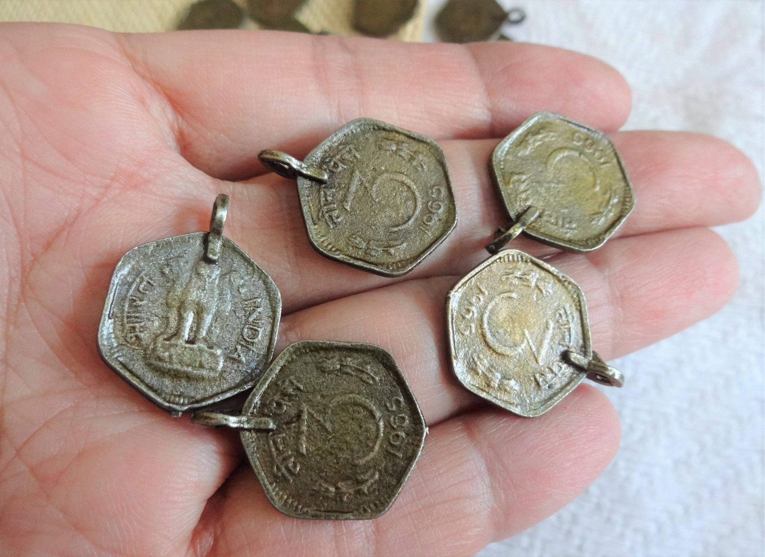 20 Mm Hexagonal Metal Coin Charms Jewelry Supplies Indian 3 | Etsy