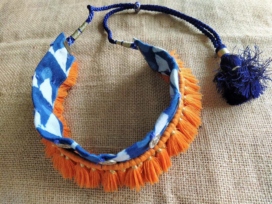 Indian Coin Jewelry Ethnic Necklace Indian Printed Cotton - Etsy