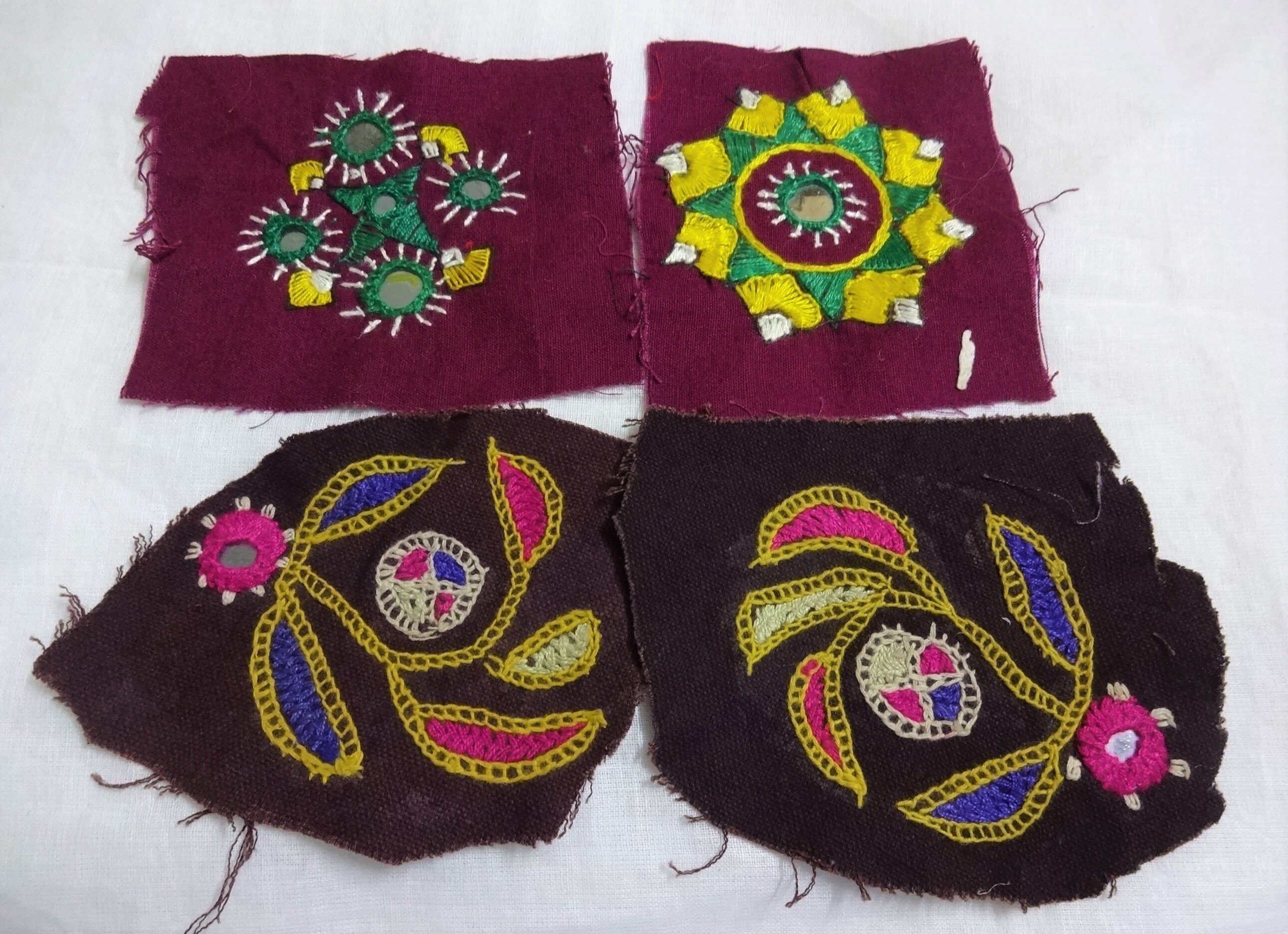 Kutch Embroidered Square / Round Ethnic Sew On Patches Fabric | Etsy