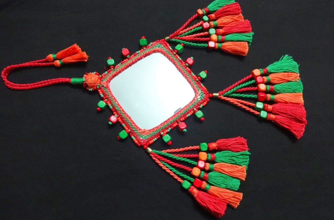 Large Mirror Indian Tassel, Purse & Handbag Decoration, Mirror Tassel ...