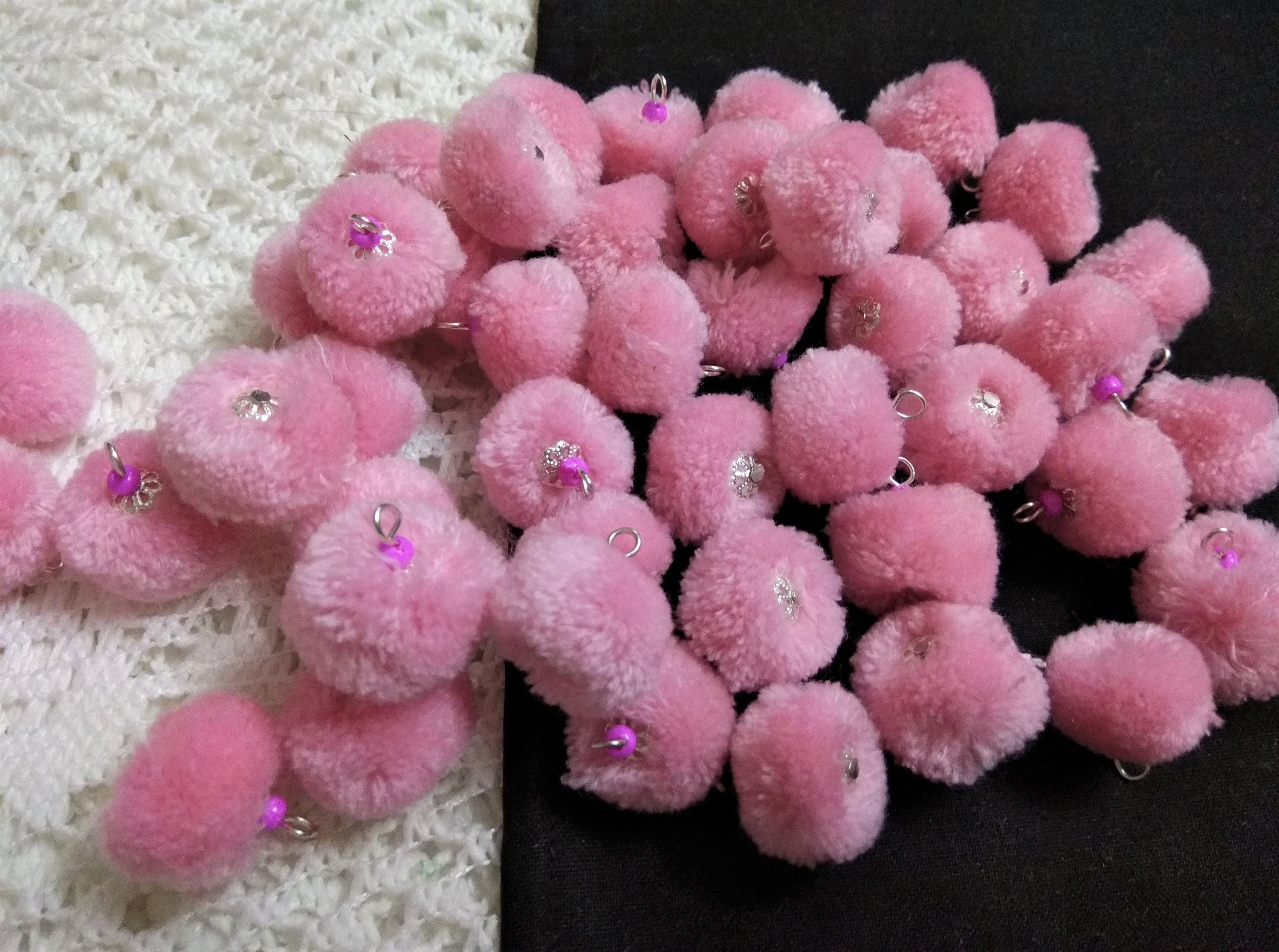 50 Pcs Handmade Pom Poms Balls With Wire Hook,woolen Pom Poms,yarn ...