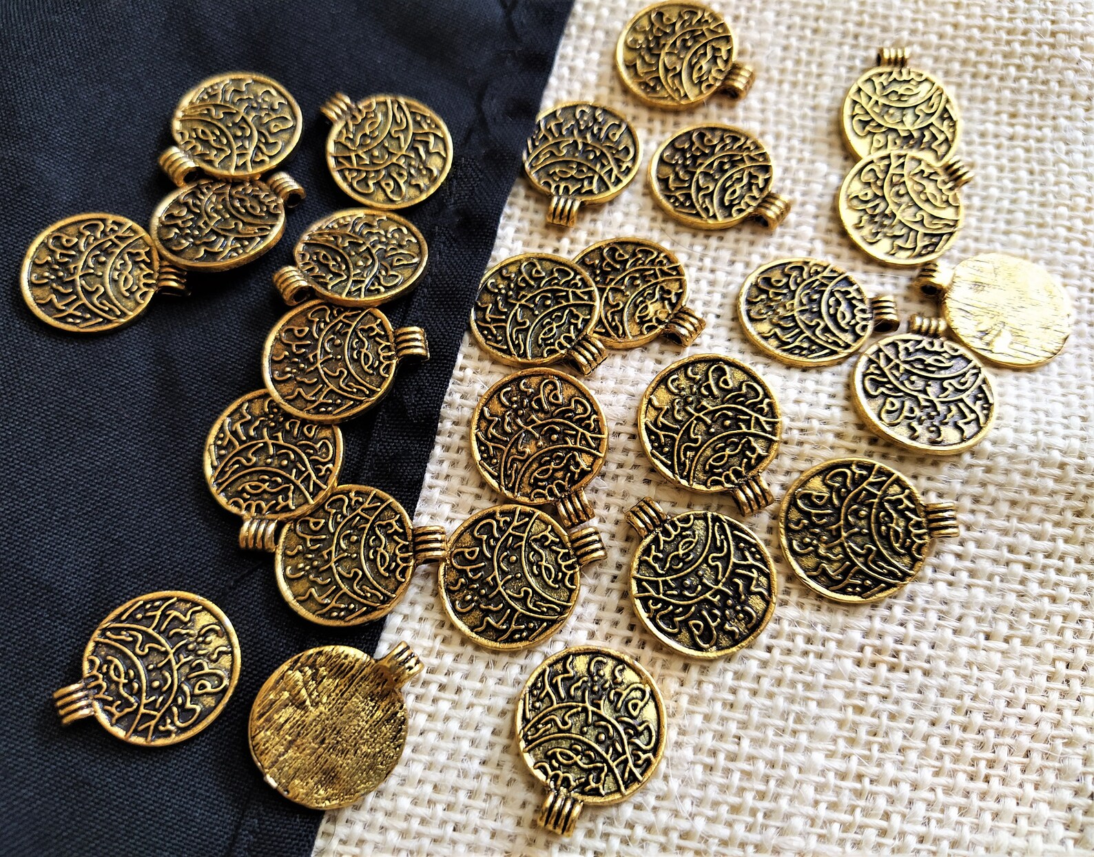 18 MM Metal Coin Charms, Jewelry Supplies, Indian Coins, Antique Gold ...