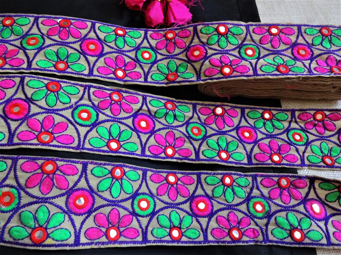Indian Fabric Lace Embroidered Decorative Trim Craft Ribbon | Etsy