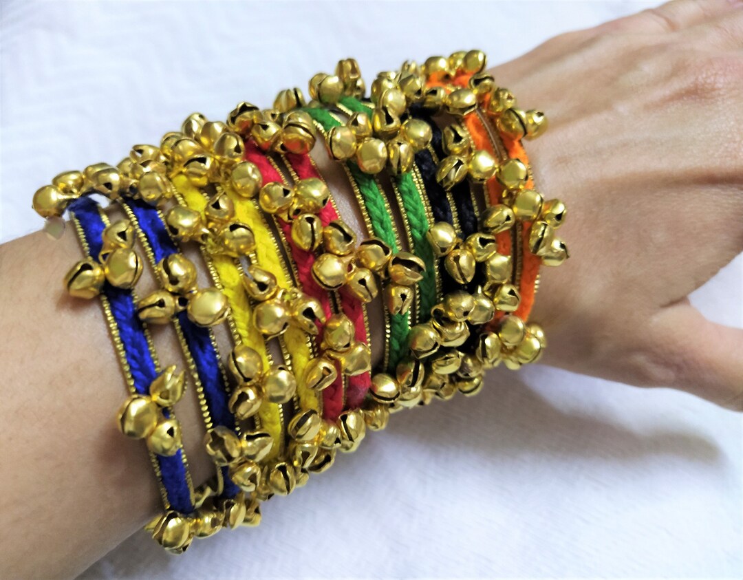 Indian Bangles, Brass Bangles With Bells, Ethnic Jewelry, Boho Gypsy ...
