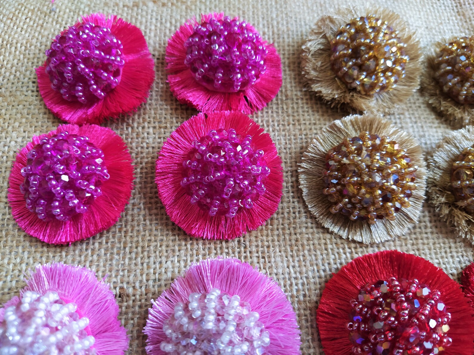 Beaded Appliques, Embroidered Ethnic Indian Sew on Buttons , Decorative ...