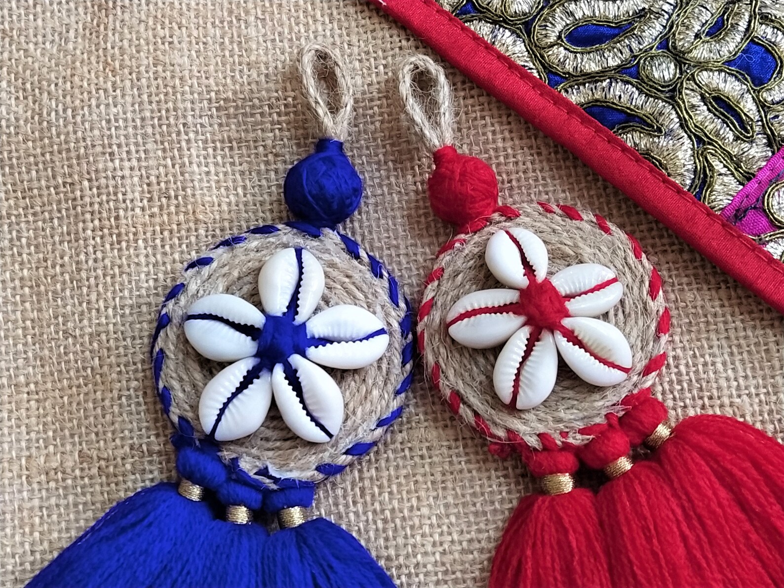 2 Pcs Cowrie Shell Tassels, Indian Ethnic Tassels, Cowrie Flower Swag ...