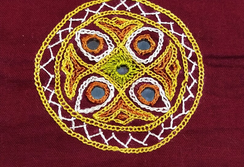 Indian Appliques, Embroidered Multi Colored Round Ethnic Sew on Patch ...