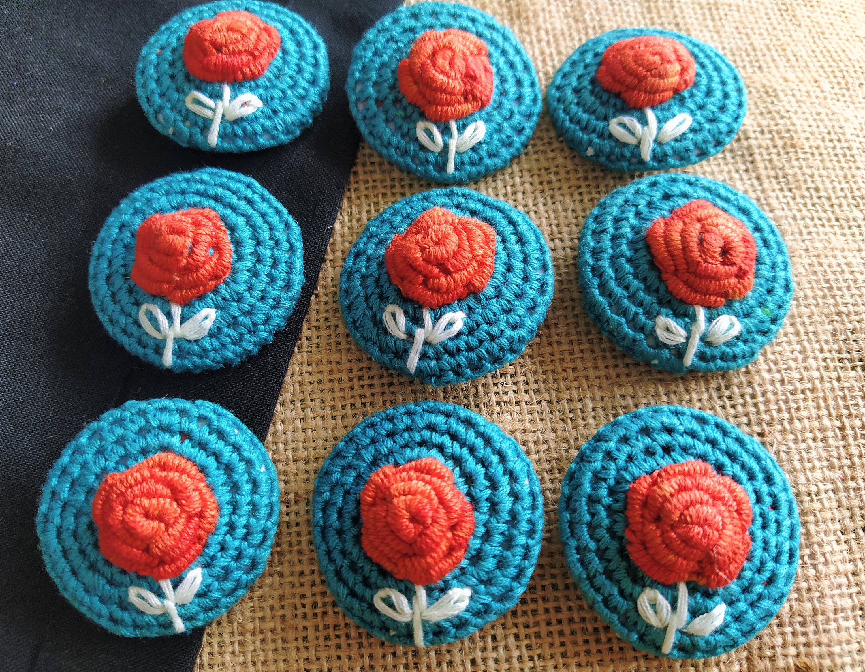 Buttons, Crochet Buttons, Indian Decorative Buttons, Handmade Sew on ...