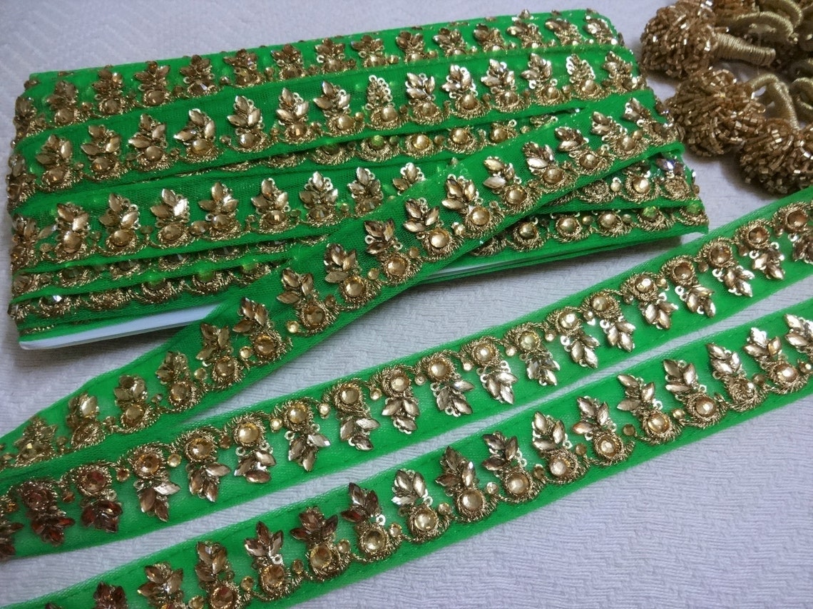 Indian Trim Embroidered Zari Lace Decorative Sewing Trim Sari Border ...