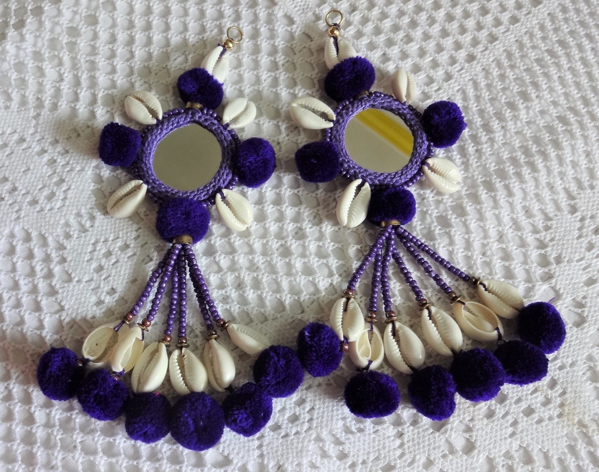 Indian Cowrie Shell Tassels Mirror Charms Purse & Handbag | Etsy