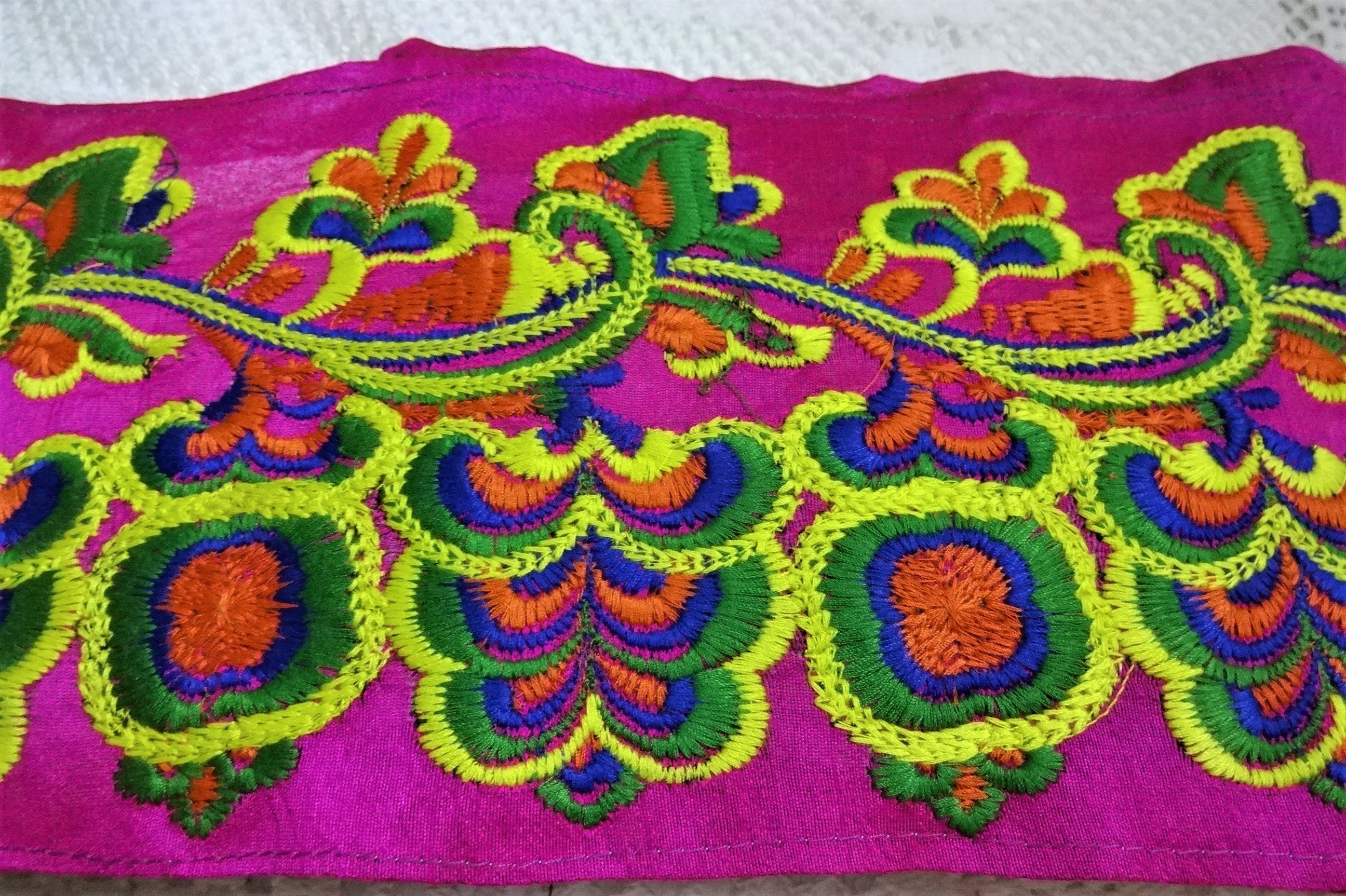 Indian Embroidered Lace 6.5 Broad Trim Sari | Etsy