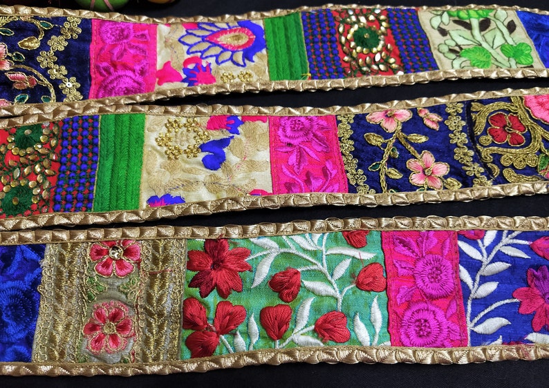 Indian Patch Embroidered Lace Handmade Trim Sari Border - Etsy