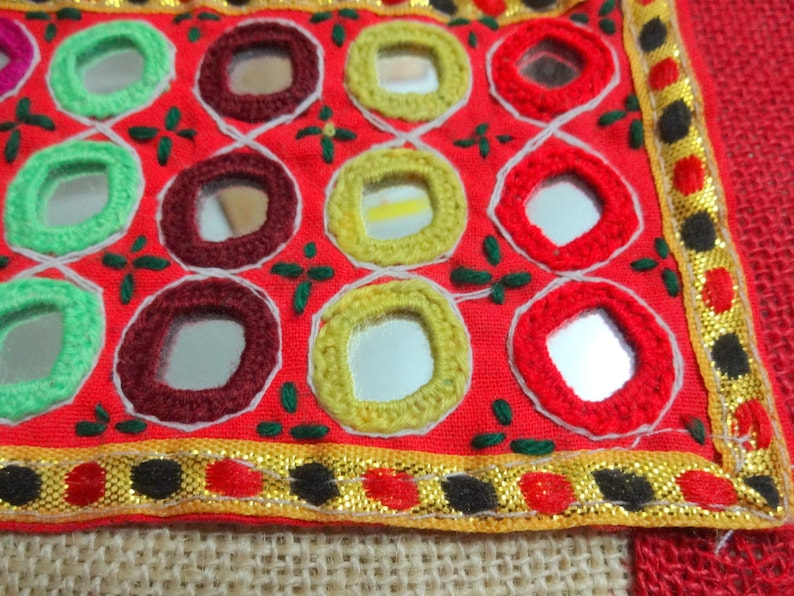 Indian Applique, Mirror Applique, Kutch Hand Embroidered Multi Colored ...