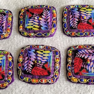 Beaded Appliques, Decorative Buttons, Handmade Stick on Buttons, Flat ...