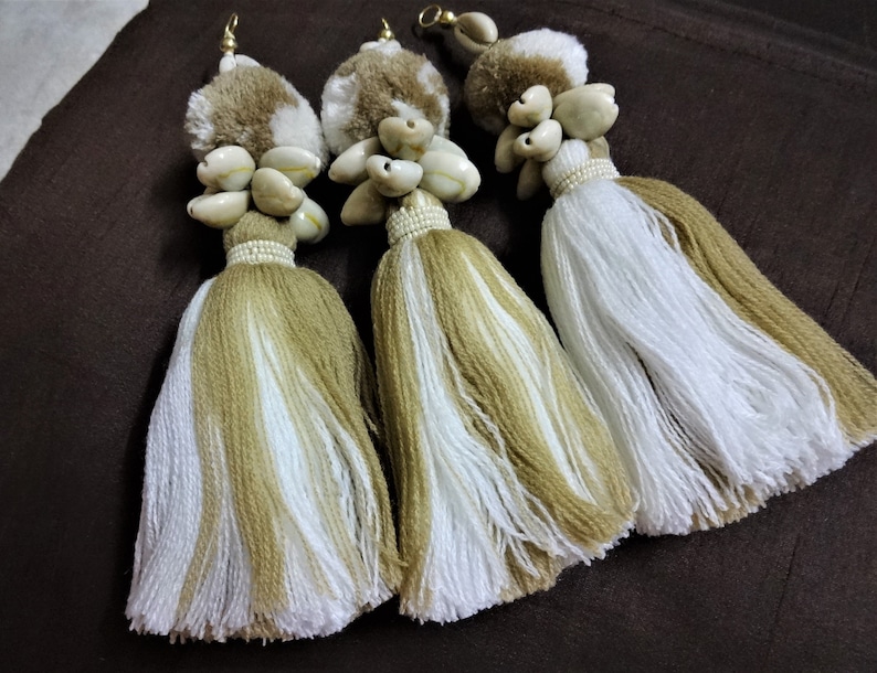 Cowrie Shell Tassels Pom Pom Tassels Cowrie Shell Swag | Etsy