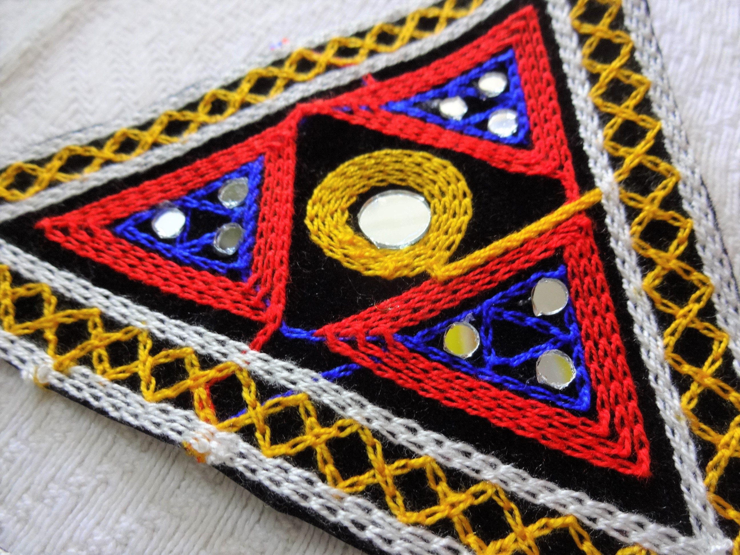 Kutch Embroidered Multi Colored Triangular Ethnic Sew on - Etsy