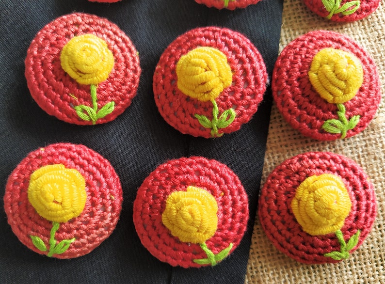 Buttons, Crochet Buttons, Indian Decorative Buttons, Handmade Sew on ...