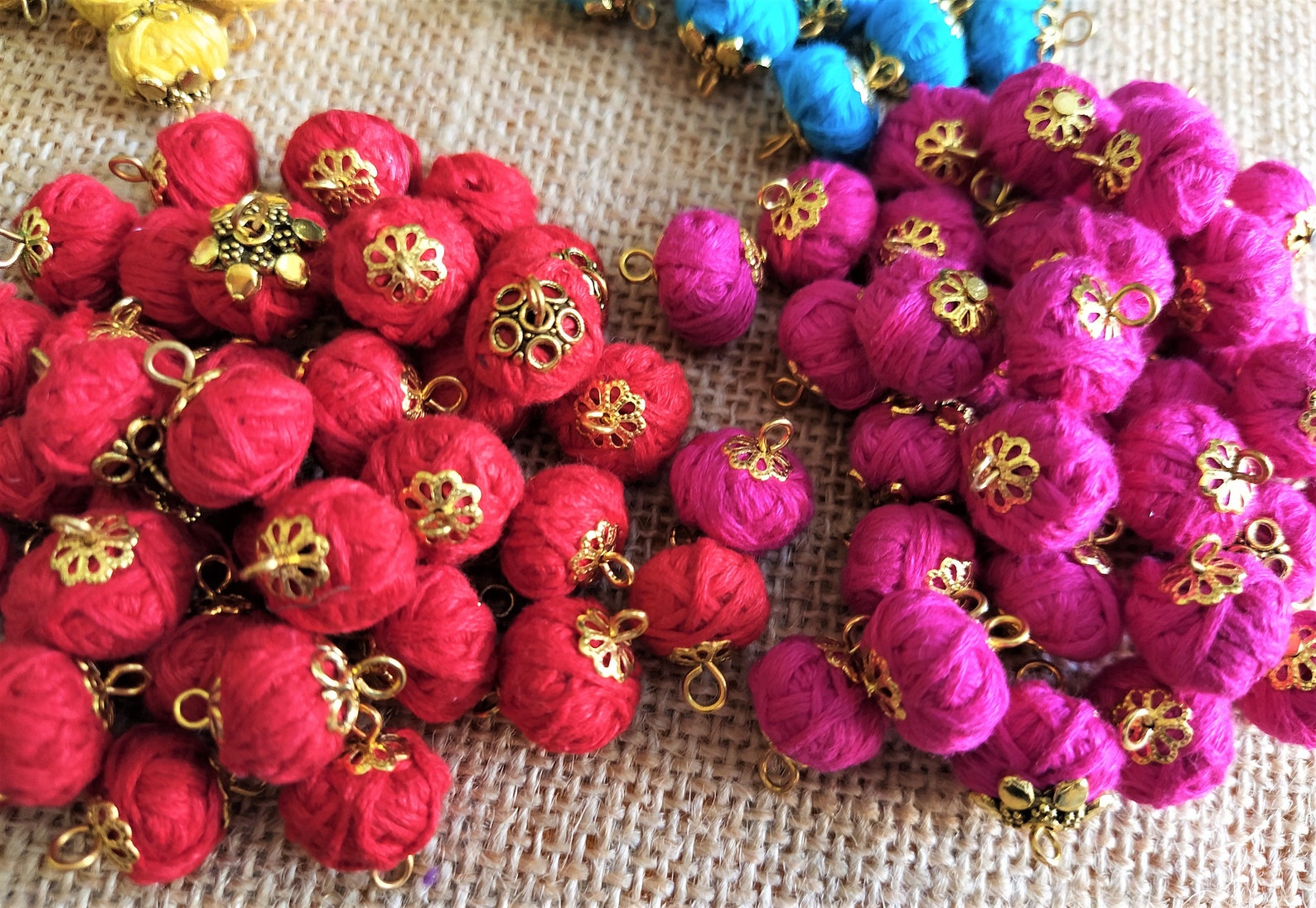 50 Pcs Handmade Thread Balls With Metal Cap and Wire Hook | Etsy