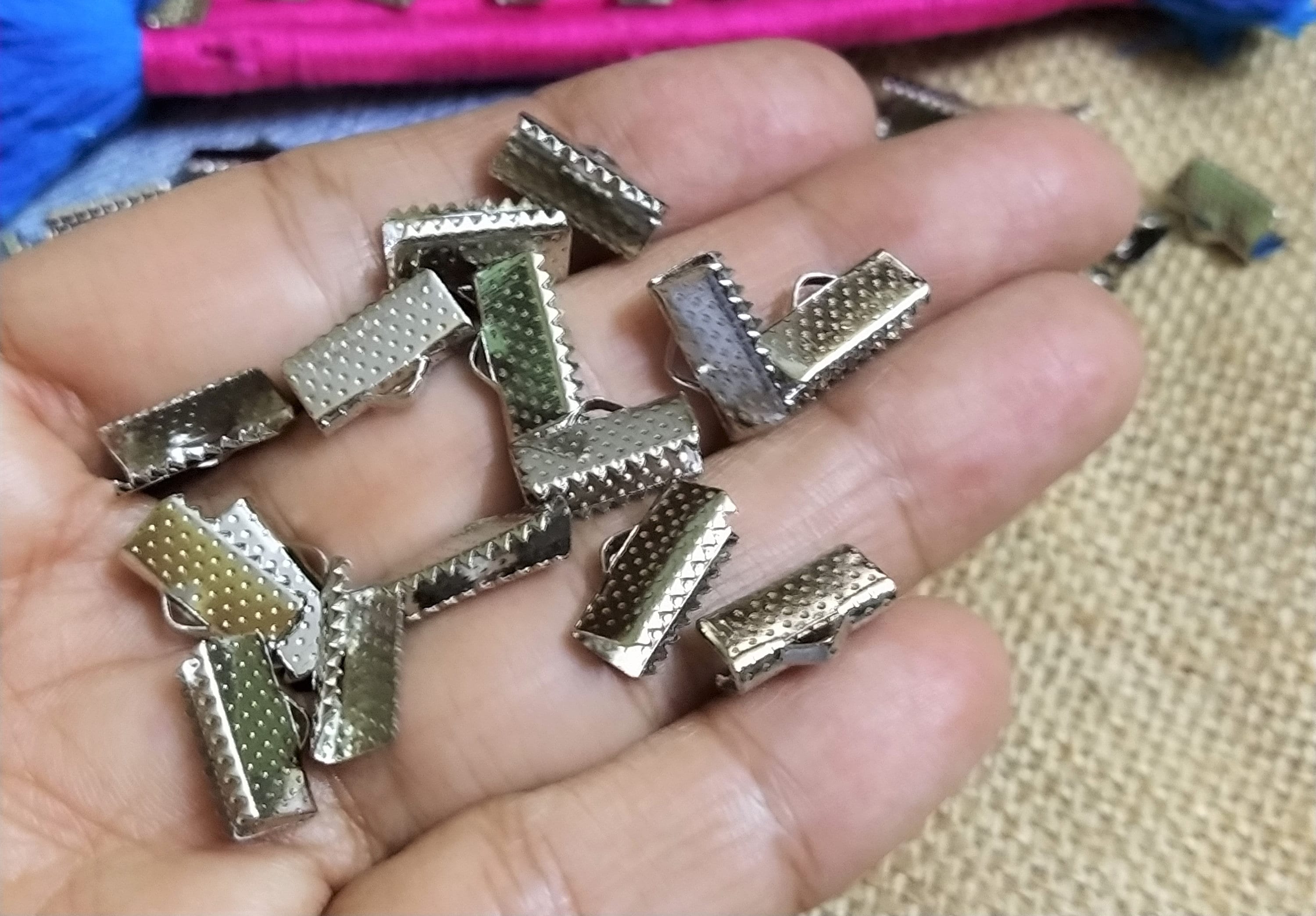 13 MM Silver Plated Metal Ribbon Crimp Cord End Clasp Ribbon | Etsy