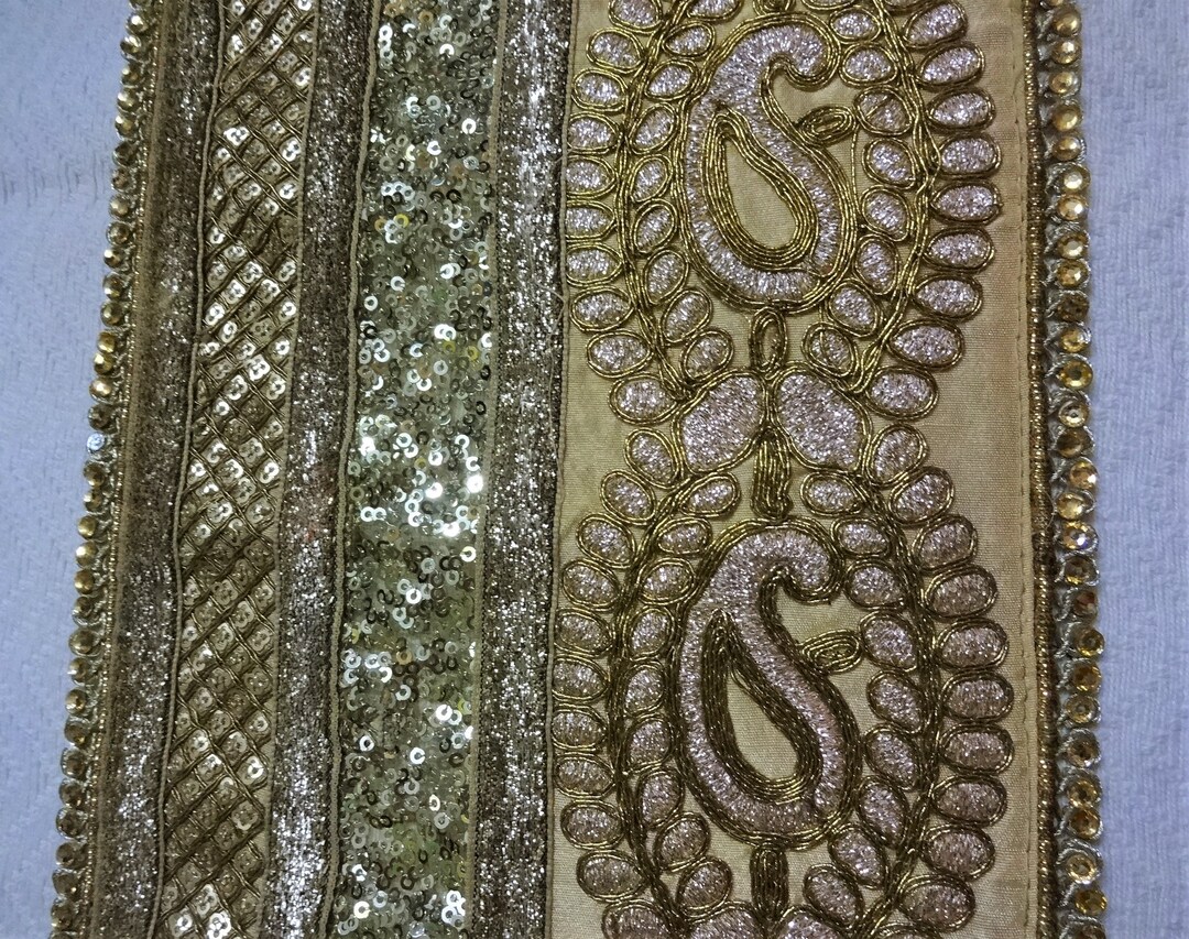 Indian Fabric, Embroidered Zari Trim, Lace Work Fabrics, Indian Textile ...