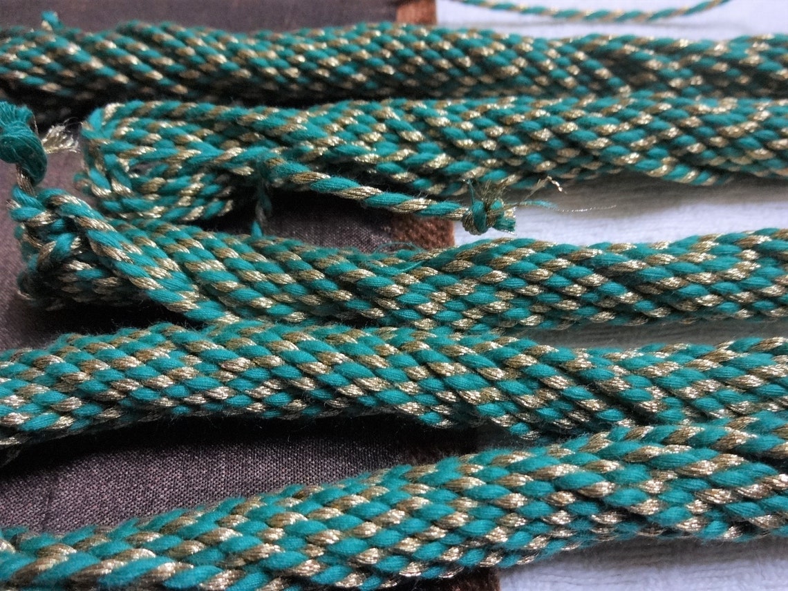 Teal Golden Twisted Cord,dual Tone Cord,golden Zari With Teal Cord ...