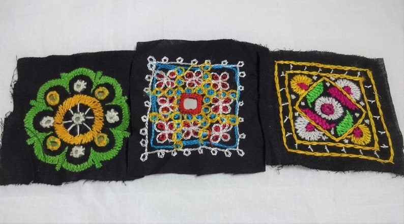 Kutch Embroidered Square Ethnic Sew on Patches Fabric | Etsy