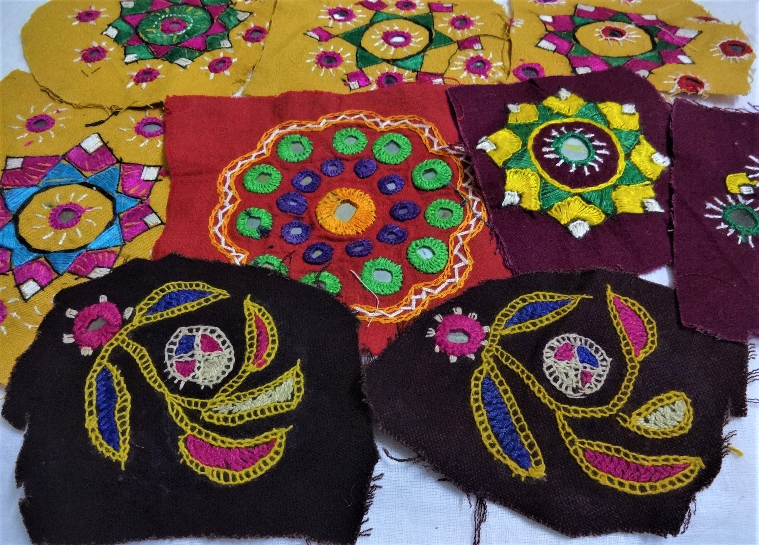 Kutch Embroidered Square / Round Ethnic Sew On Patches Fabric | Etsy