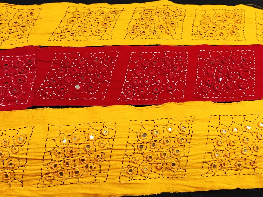 Indian Appliques, Embroidered Multi Colored Parallelogram Ethnic Sew on ...