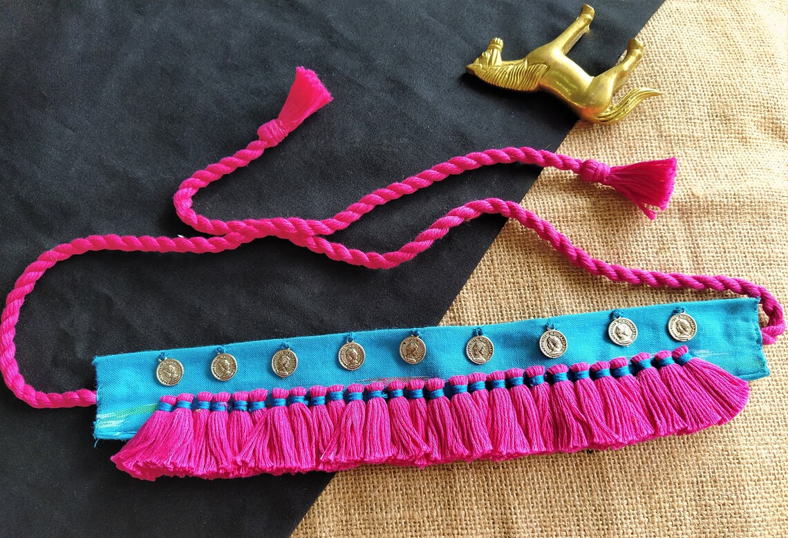 Indian Coin Jewelry, Ethnic Necklace, Indian Printed Cotton Fabric ...