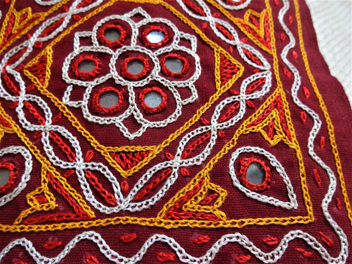Kutch Hand Embroidered Multi Colored Square Ethnic Sew on - Etsy
