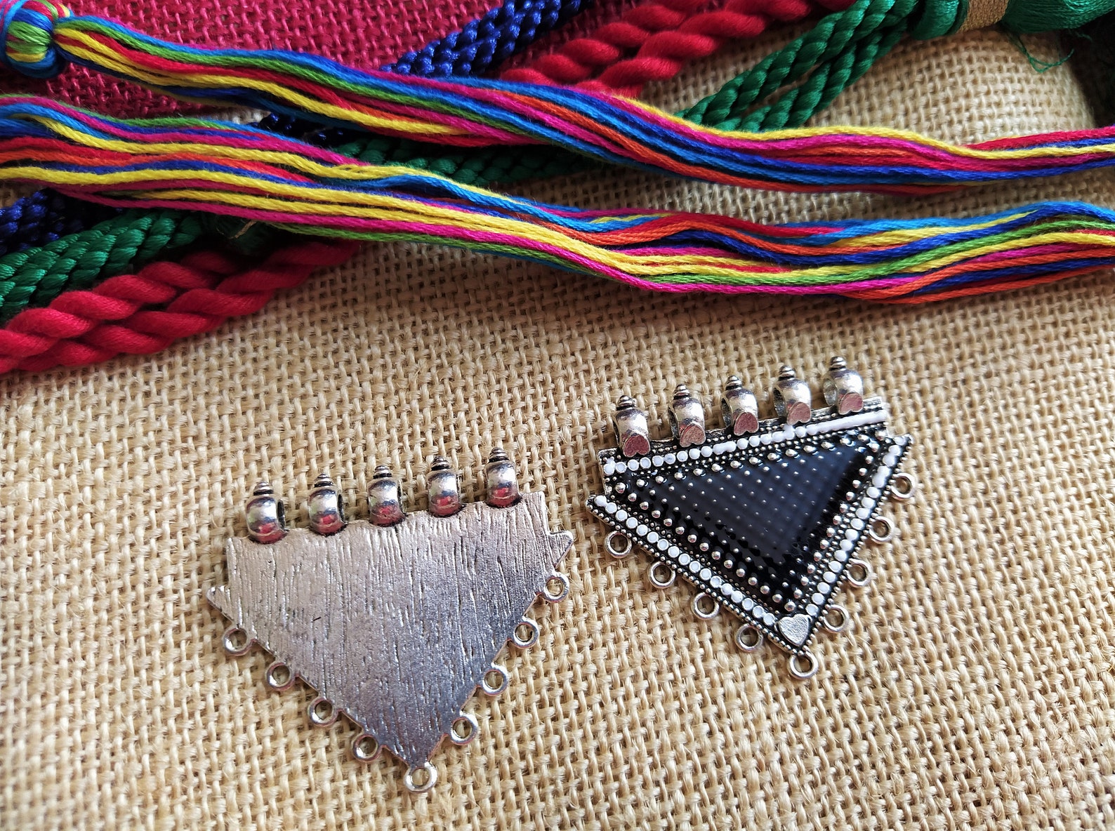 Antique Silver Tone Metal Pendants,indian Ethnic Triangle Necklace ...