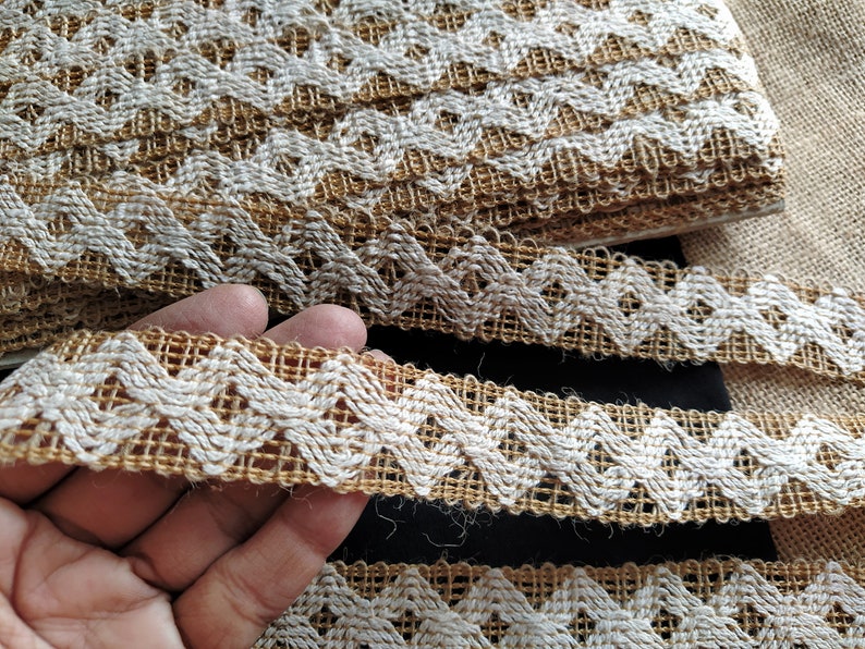 3 Yards Natural Handspun Jute Trim, Jute Lace, Indian Jute, Natural ...
