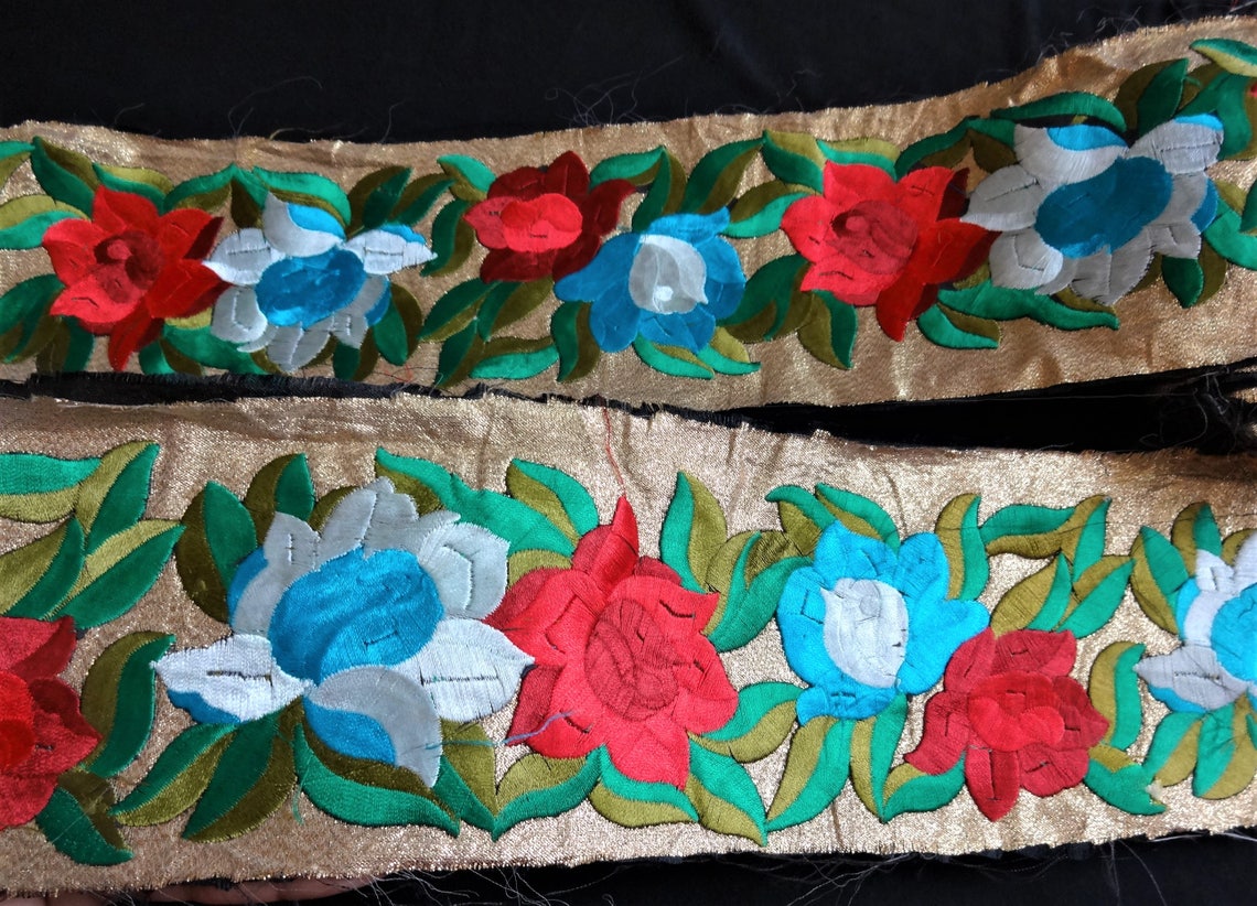 Indian Embroidered Lace,decorative Trim,crafting Sewing Ribbon,sari ...