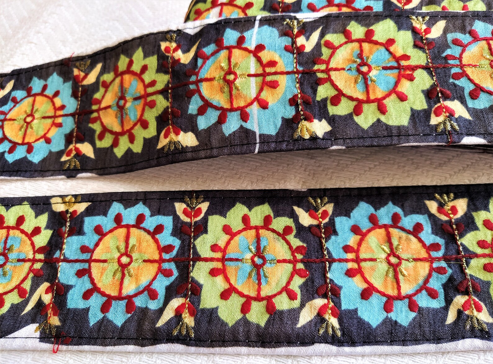 Indian Lace Black Floral Embroidered Trim Printed Craft | Etsy