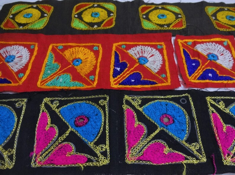 Kutch Embroidered Square Ethnic Sew on Patches Fabric - Etsy