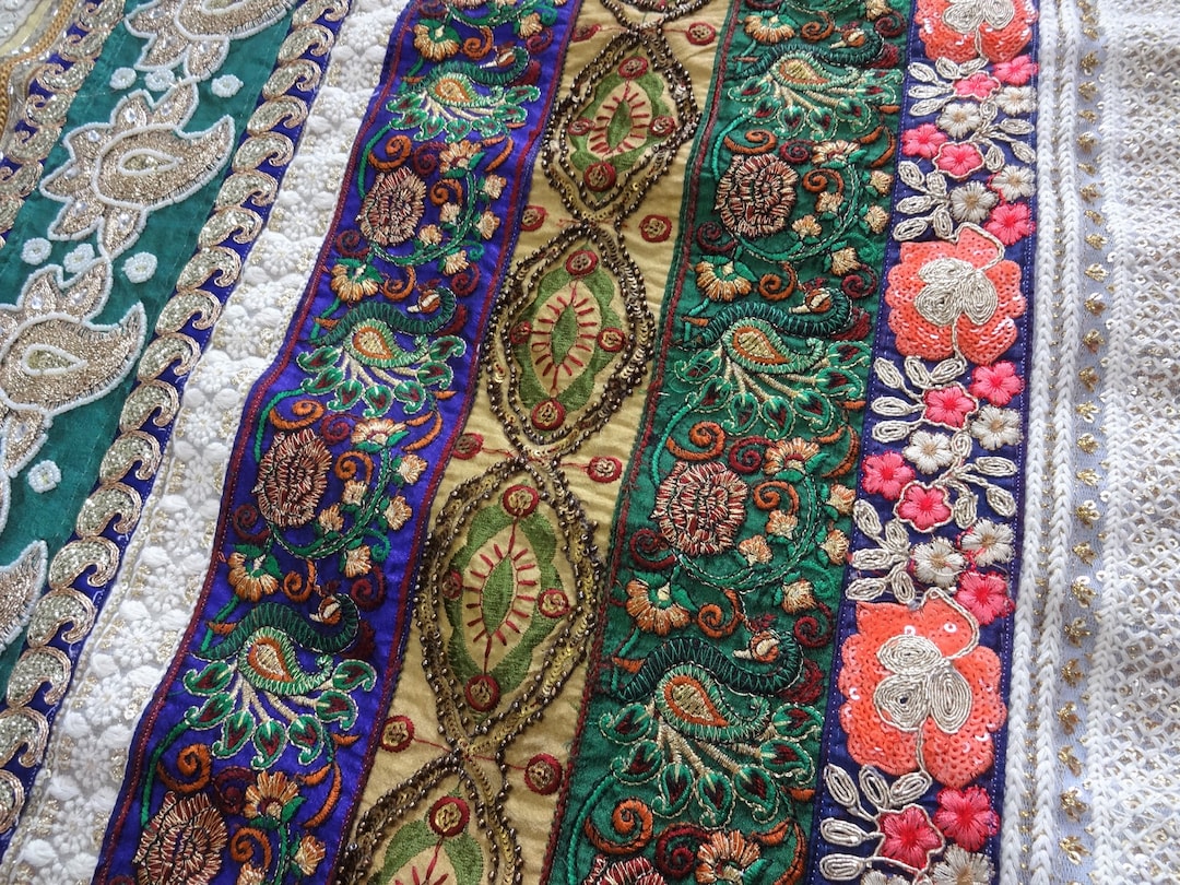 Indian Fabric, Embroidered Fabric, Bridal Lace Work Fabric, Indian ...