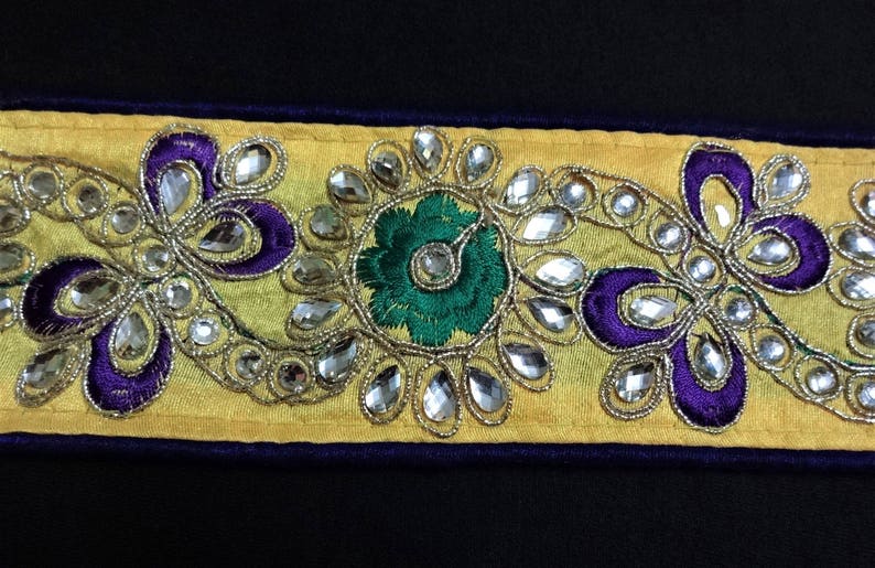 Indian Trim, Fabric Lace, Decorative Craft Ribbon, Embroidered Sari ...