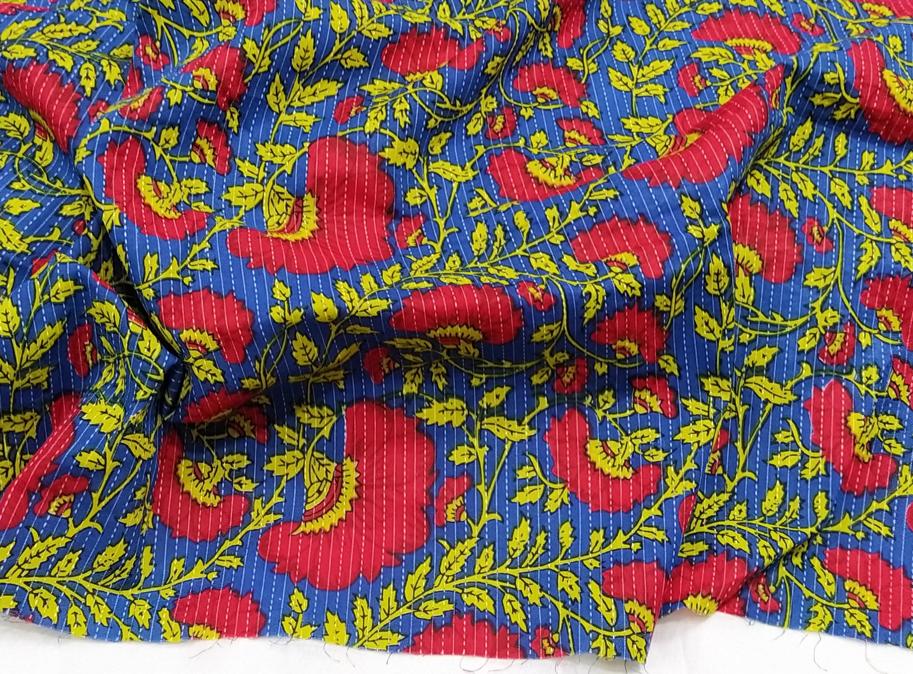 Indian Fabric Blue Printed Cotton Fabric Indian Textiles | Etsy