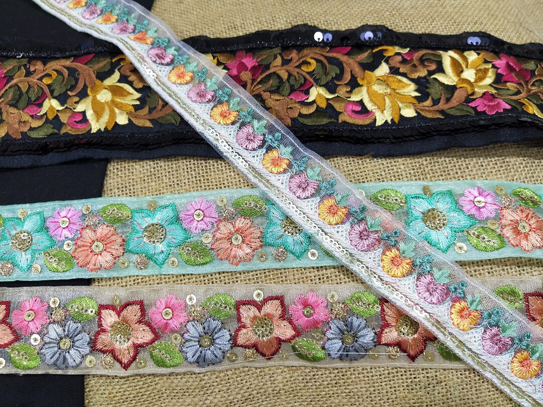 Indian Assorted Embroidered Trims, Decorative Laces, Sari Borders ...