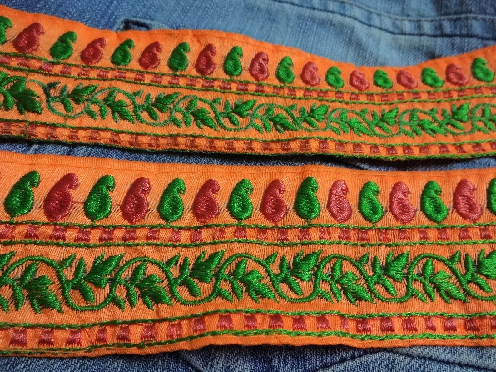 Indian Trim, Indian Embroidered Decorative Embellishment, Paisley Trim ...