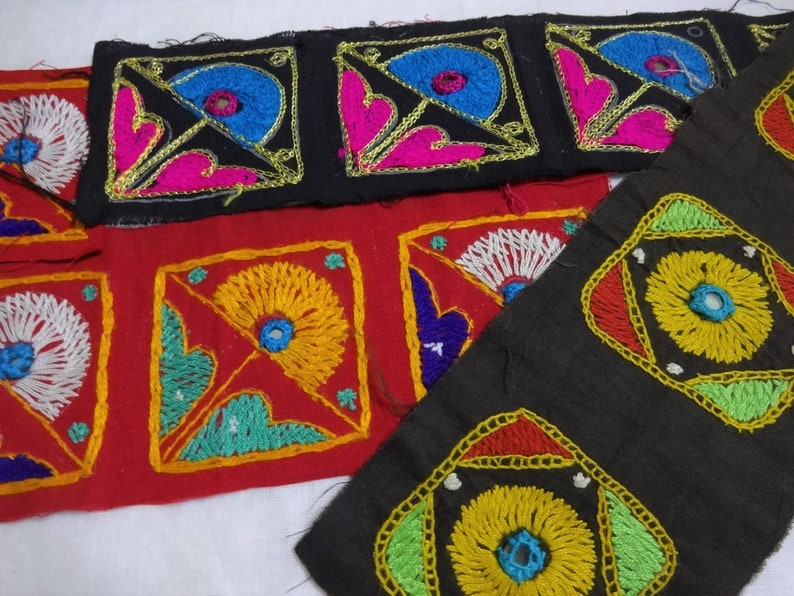 Kutch Embroidered Square Ethnic Sew on Patches Fabric - Etsy