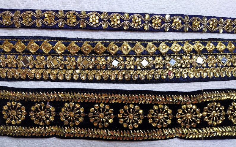 Indian Embroidered Trims Decorative Laces Sari Borders Scrap Material ...