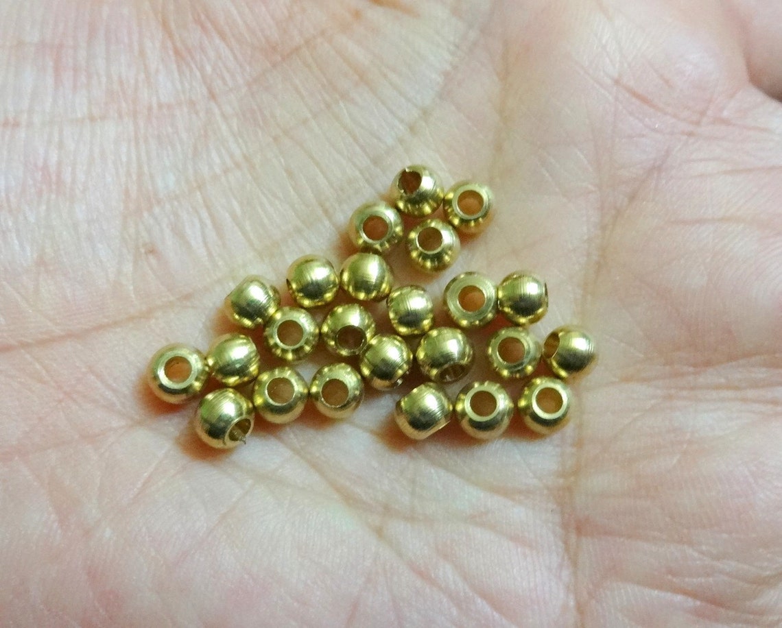 5MM Solid Brass Bead Indian Round Brass Beads for | Etsy